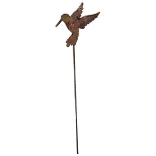 Hummingbird Rusted Metal Garden Stake - Outdoor Decor - Lawn & Garden