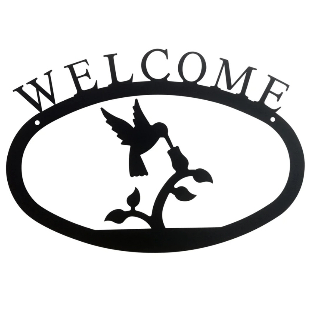 Hummingbird Metal Welcome Sign - Small - Outdoor Wall Decor
