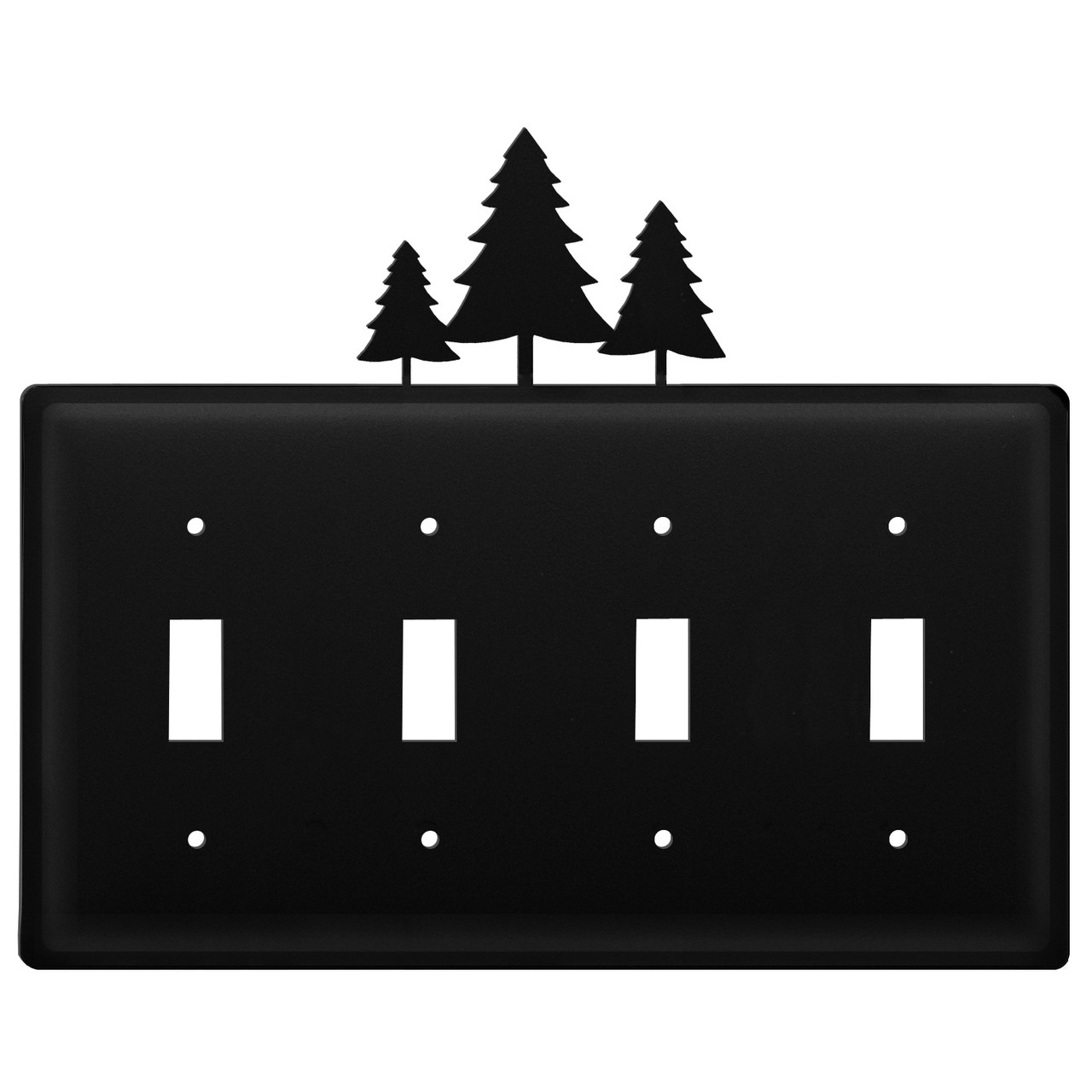 Pine Trees Quad Toggle Metal Switch Plate Cover Wall Plate Light