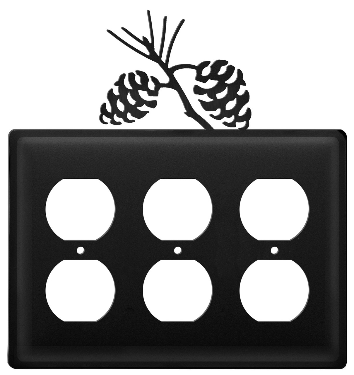 Pinecone Triple Metal Outlet Cover - Wall Plate - Light Switch Cover