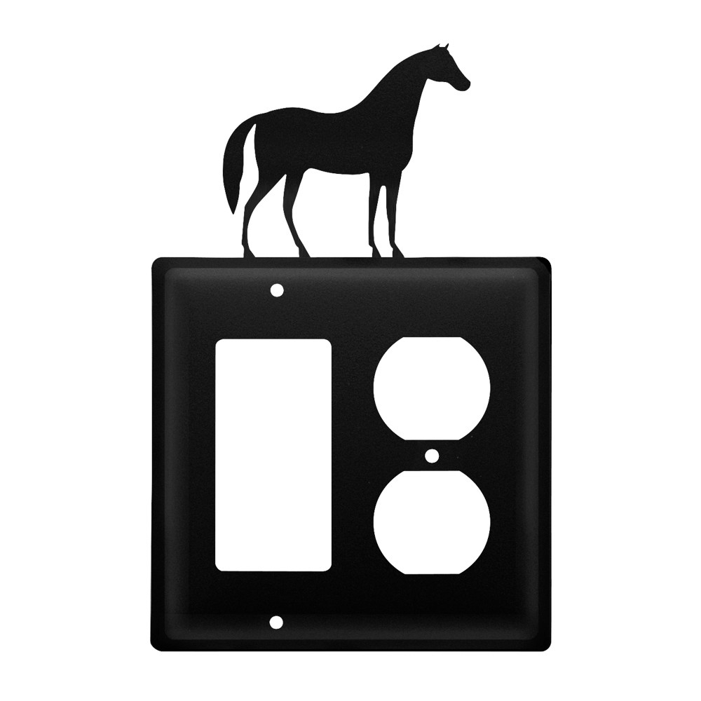 Double Combo Horse Single Rocker (GFCI) & Single Outlet Metal Switch ...