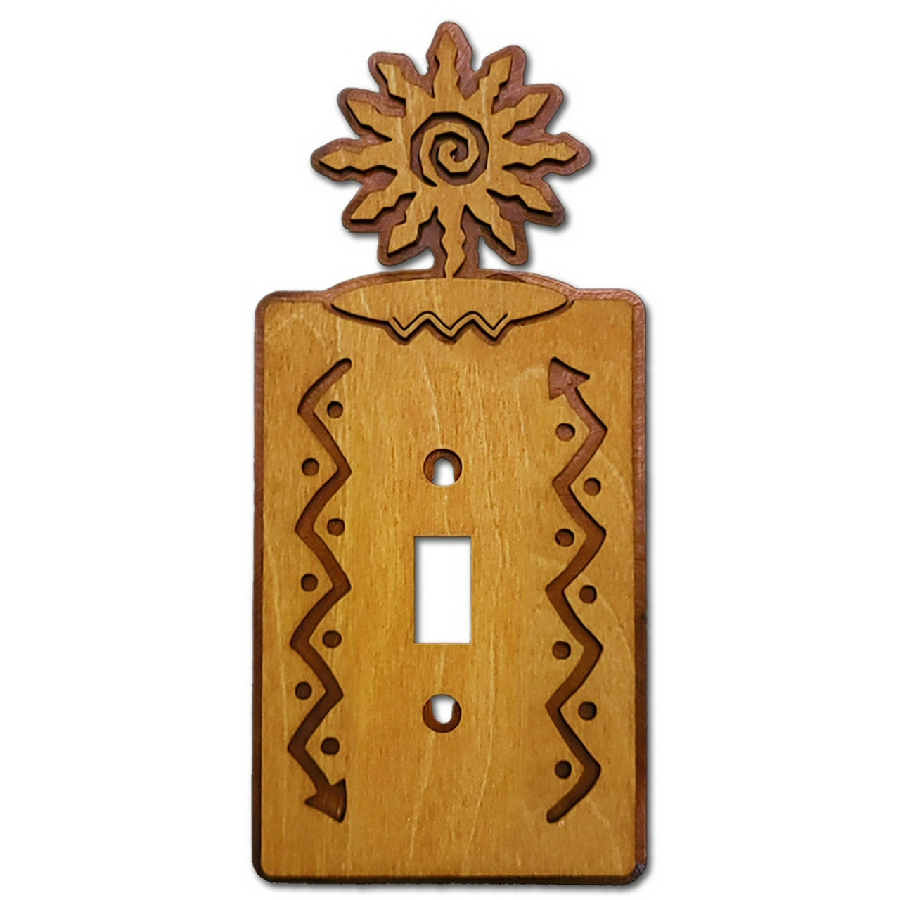 12 Point Sunburst Single Toggle Arrows Metal And Wood Switch Plate Cover