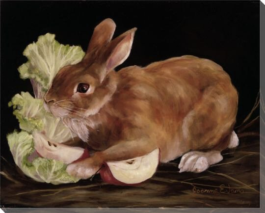 Afternoon Apple Bunny Rabbit Wrapped Canvas Giclee Print Wall Art ...