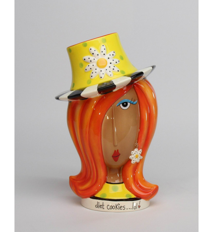 Dollymama African American Daisy Lady Ceramic Cookie Jar - Cosmos