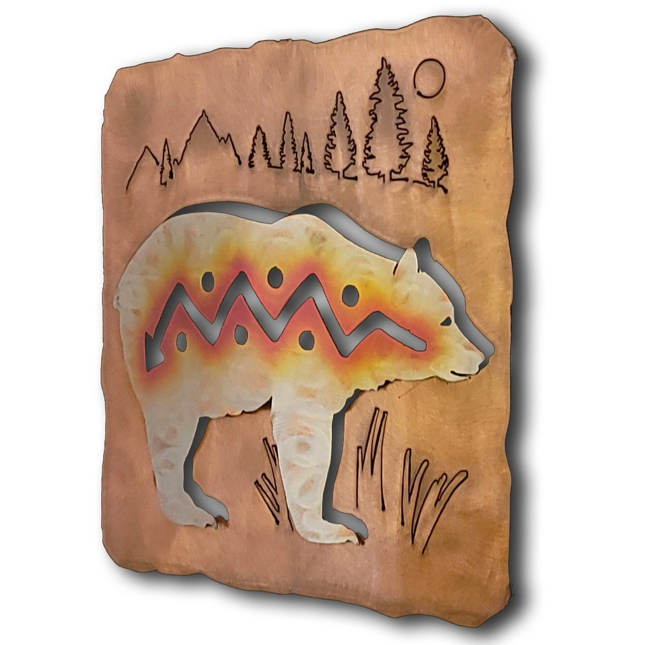 Cut Out Bear Sunset Swirl Wall Art - Nature Wildlife Decor