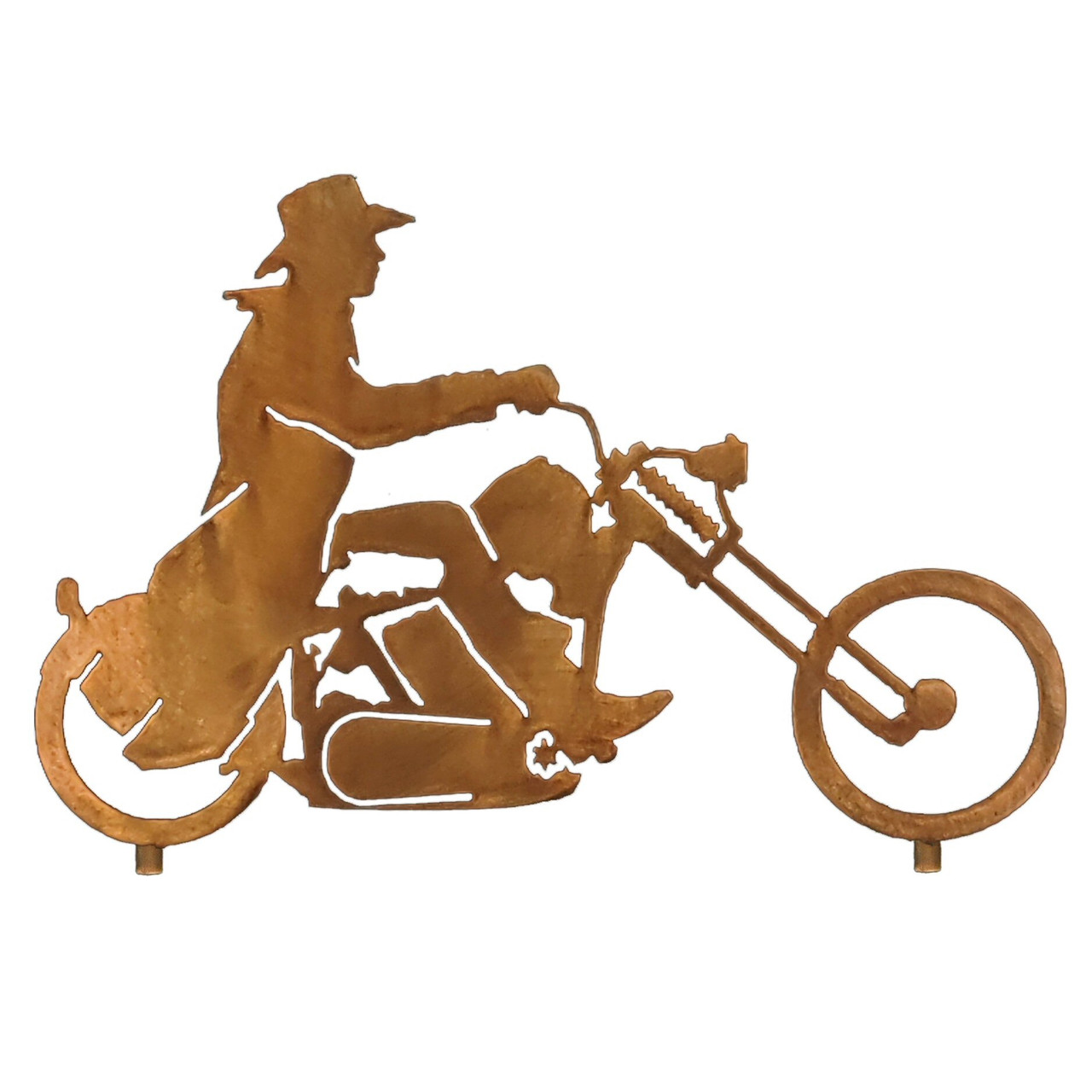 Cowboy on Chopper Rust Metal Garden Stake Yard Art - Outdoor Decor