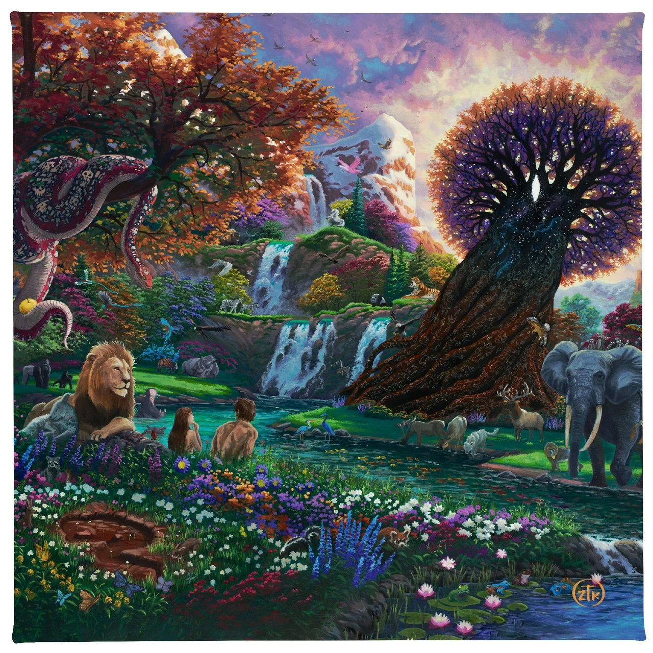 14" x 14" Garden of Eden Wrapped Canvas Wall Art - Wall Decor