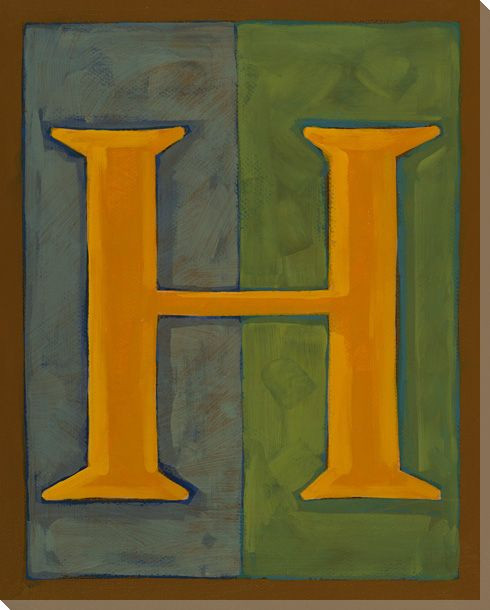 Block Letter H Wrapped Canvas Giclee Print Wall Art - Wall Decor - Artwork