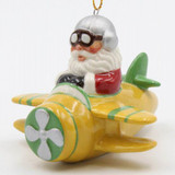 Santa Flying in a Yellow Airplane Christmas Tree Ornaments, Set of 4 ...