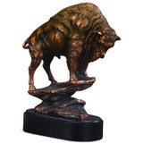 10.5" Rising Buffalo Statue | Bronze Sculpture | Western Frontier Decor