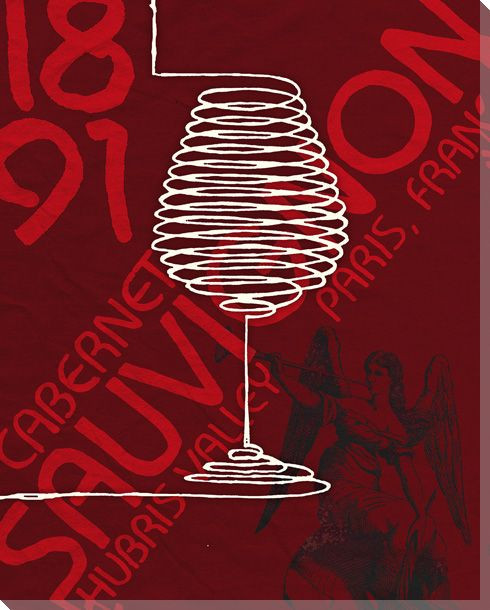 Sauvignon Wine Glass Wrapped Canvas Giclee Print Wall Art | Rustic Wine ...