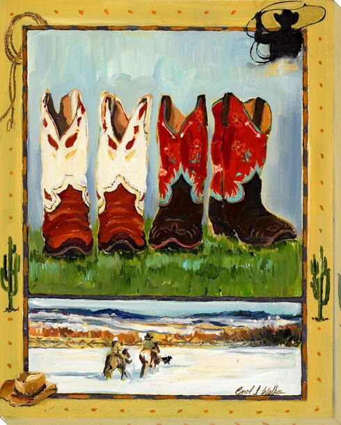 Boots & Riders Wrapped Canvas Giclee Print Wall Art | Western Wall Decor