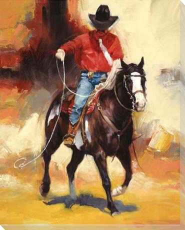 Rodeo Style Cowboy Wrapped Canvas Giclee Print Wall Art | Rodeo Wall Art