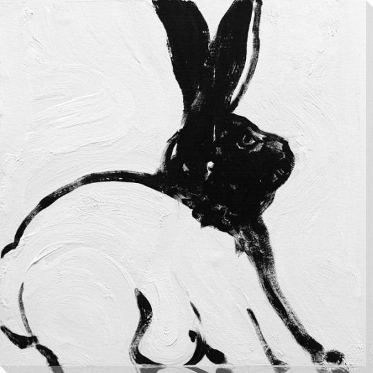 Rabbit Charcoal 3 Wrapped Canvas Giclee Print Wall Art | Cute Rabbit ...