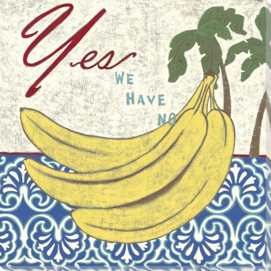 No Bananas Wrapped Canvas Giclee Print Wall Art | Rustic Fruit Wall Decor