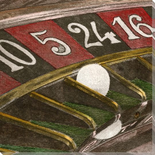 Roulette Wheel Wrapped Canvas Giclee Print Wall Art | Games Wall Decoration