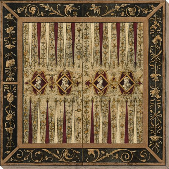 Antique Backgammon Gameboard Wrapped Canvas Giclee Print Wall Art ...