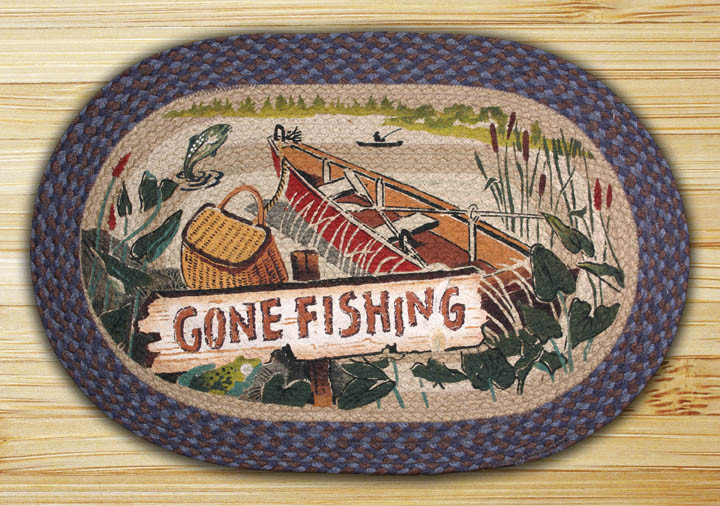 20" x 30" Gone Fishing Braided Jute Oval Rug by Phyllis Stevens - Floor ...