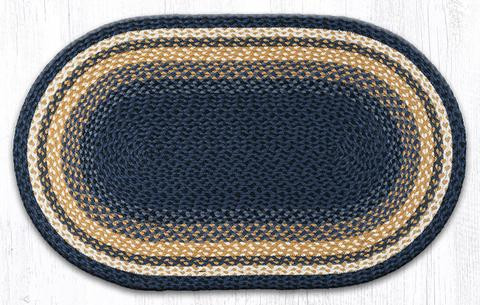 5' x 8' Light Blue Dark Blue Mustard Braided Jute Oval Rug - Floor Rug ...