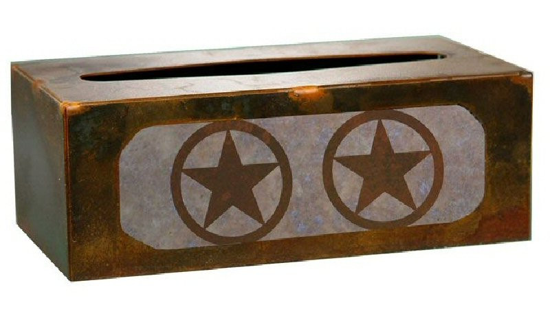 Texas Star Metal Flat Tissue Box Cover | Rustic Western Accent