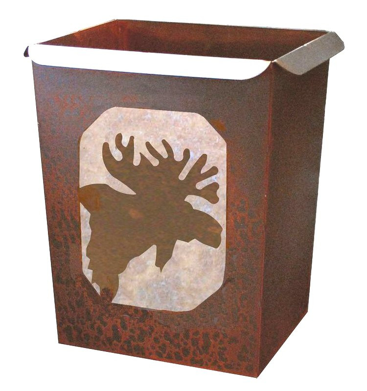 Trout Fish Metal Wastebasket Trash Can | Rustic Fishing Cabin Decor