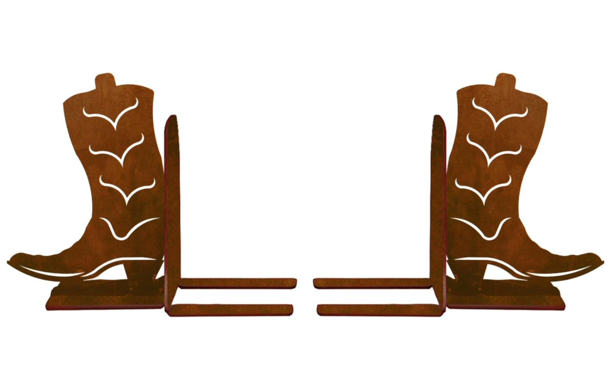 Cowboy Boots Metal Bookends | Rustic Western Style Accent