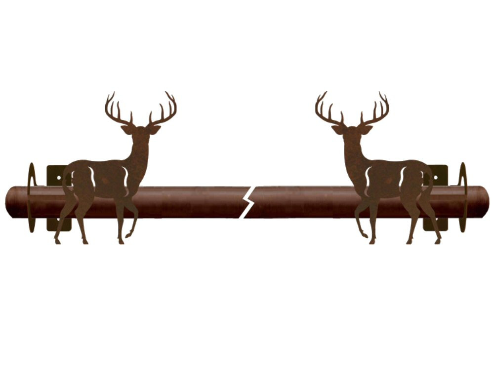 Whitetail Deer Metal Curtain Rod Holders | Rustic Lodge Decor