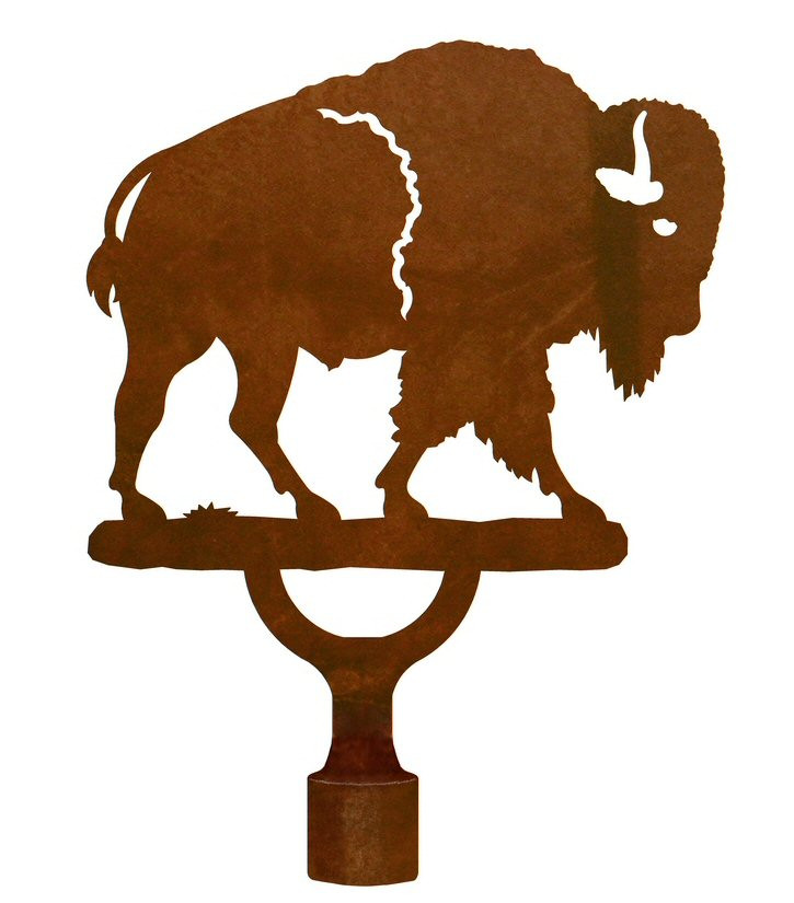 Large Buffalo Metal Lamp Finial | Ranch Accent