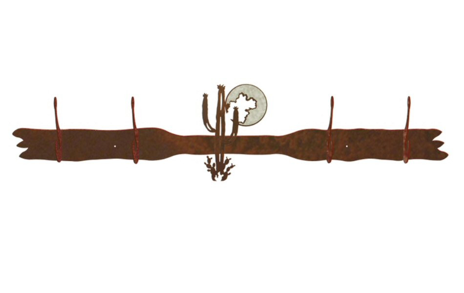 Burnished Desert Moon Four Hook Metal Coat Rack | Rustic Southwest Accent