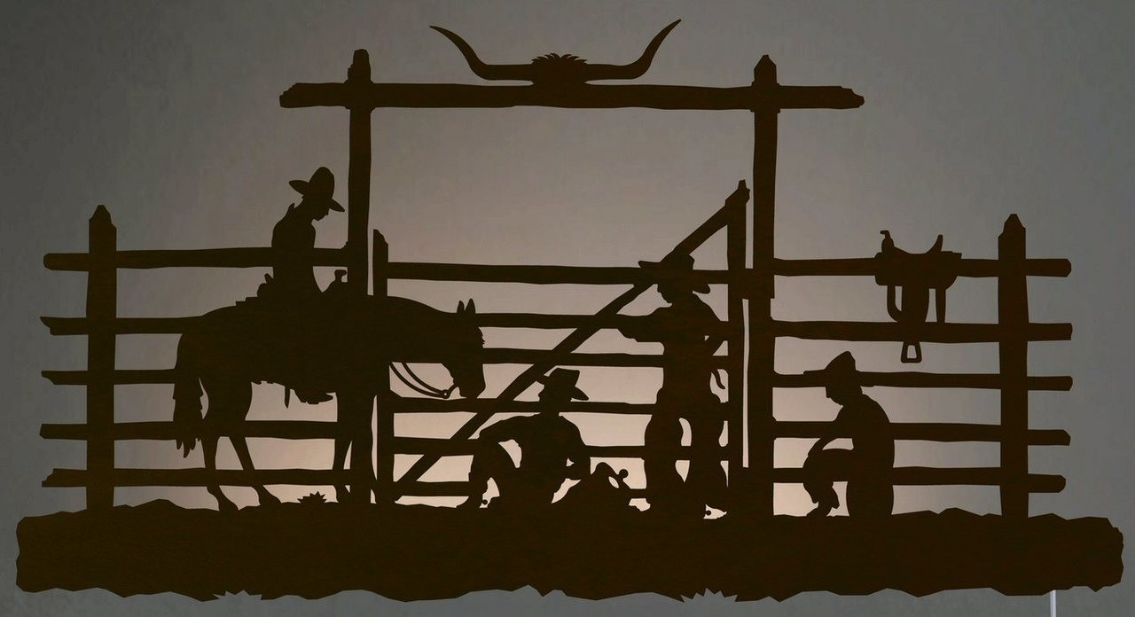 57" Cowboy Corral Metal Wall Art | Rustic Ranch Wall Decor