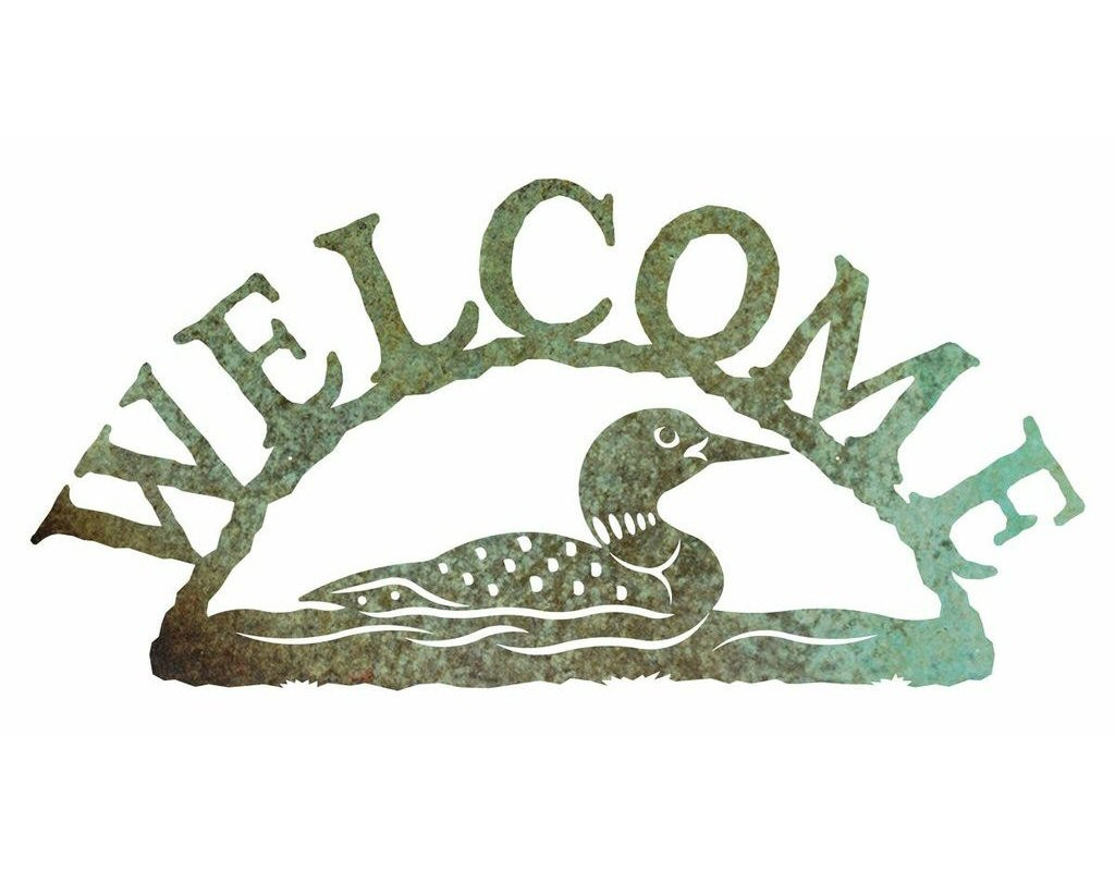 Swimming Loon Metal Welcome Sign | Lakeside Cabin Decor