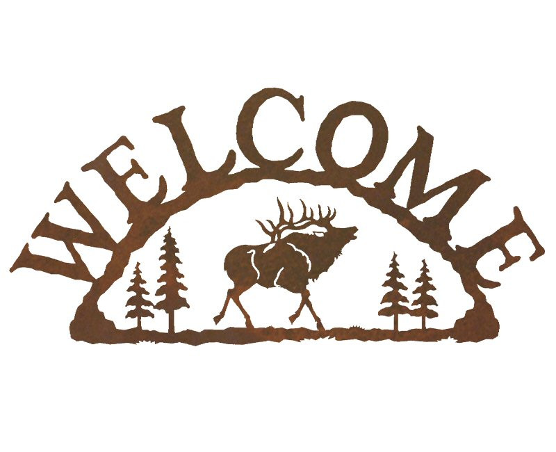 Elk Metal Welcome Sign | Rustic Mountain Decor