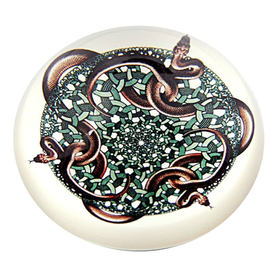 Snakes Glass Paperweight by M.C. Escher - Museum Art Reproduction