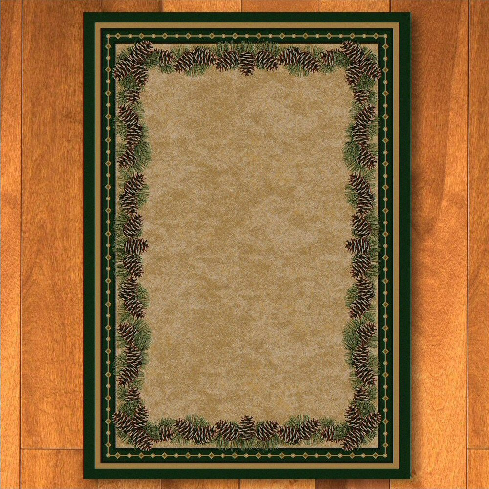 8' Pine Cone Mountain Green Nature Round Nylon Area Rug - Floor Rug ...