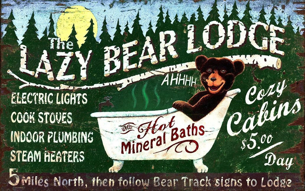 Customizable The Lazy Bear Lodge Vintage Style Wooden Sign ...
