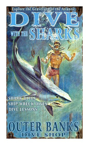 Customizable Dive with the Sharks Vintage Style Wooden Sign ...