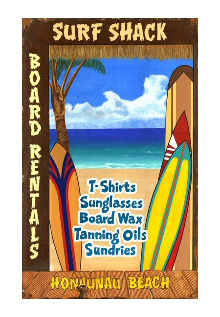 Customizable Surf Shop Vintage Style Wooden Sign - Personalized Retro ...