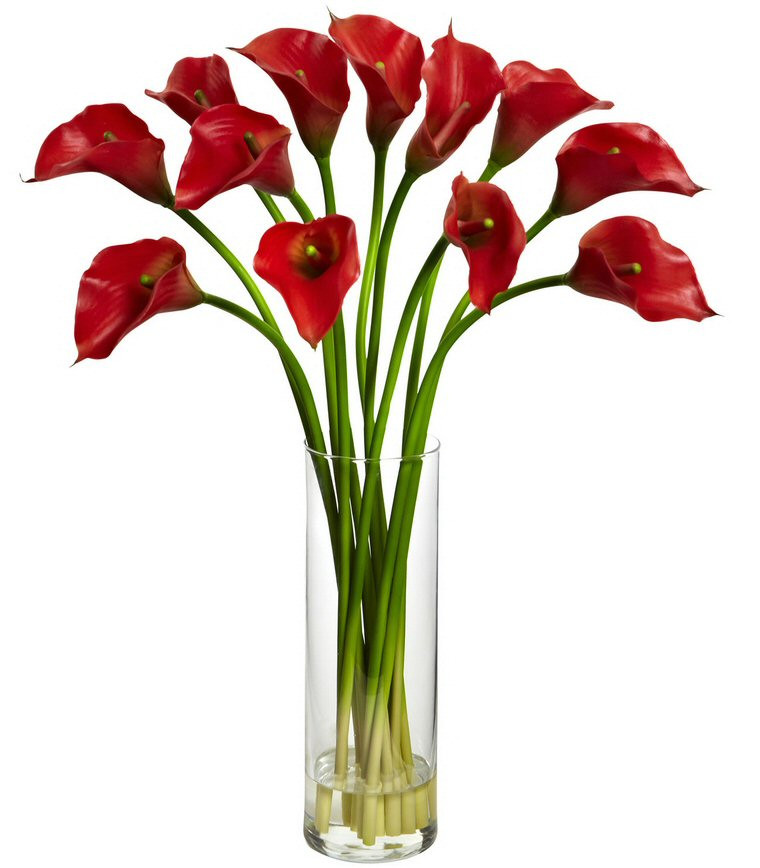 Mini Red Calla Lily Silk Flower Arrangement - Artificial Flowers - Silk ...