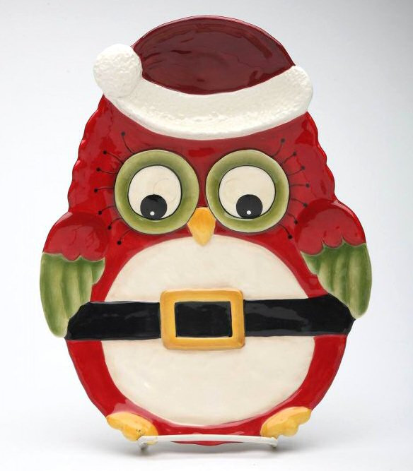 Christmas Owl Bird Porcelain Chip and Dip Set by Laurie Furnell ...