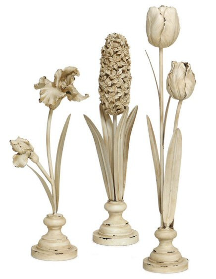 Standing Flower Sculptures, Set of 3 - Melrose