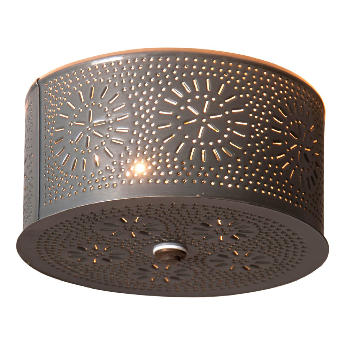 Rustic Tin Square Chisel Pierced Tin Ceiling Light - Rustic Lighting