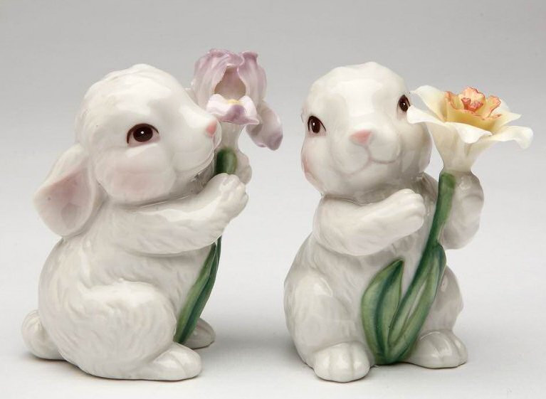 Cute Bunny Rabbit Porcelain Salt and Pepper Shakers, Set of 4 ...