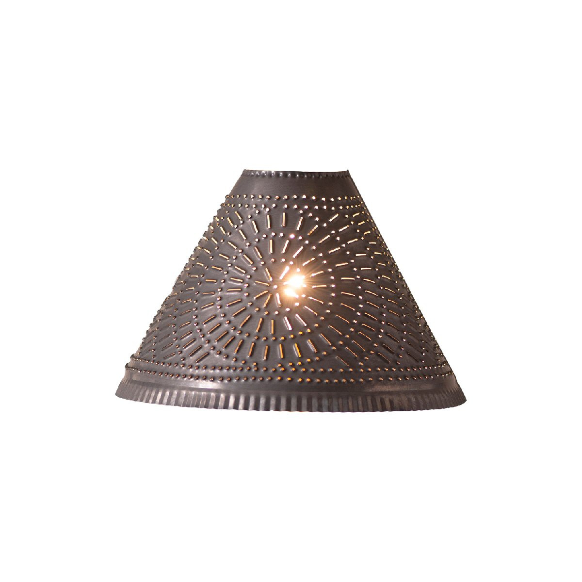Kettle Black 14" Fireside Punched Chisel Pierced Tin Lamp Shade - Lamp ...