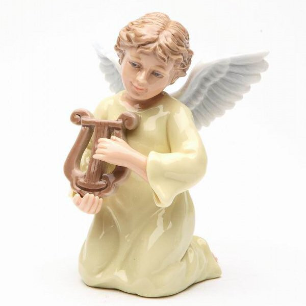 Miniature Angel in a Yellow Dress Porcelain Sculpture - Cosmos