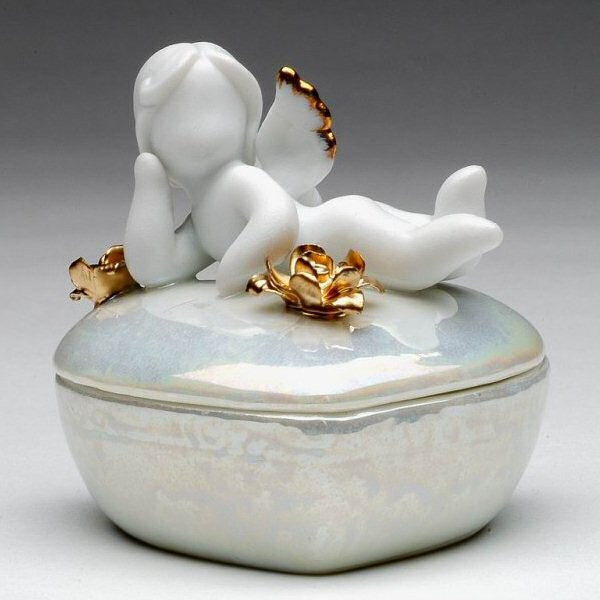 My Thoughts Cherub Heart Porcelain Trinket Boxes, Set of 4 - Cosmos