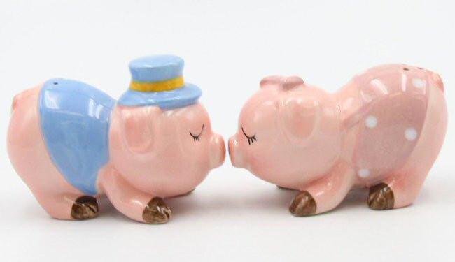 Mini Pudgy Pigs Ceramic Salt and Pepper Shakers, Set of 4 - Tableware ...
