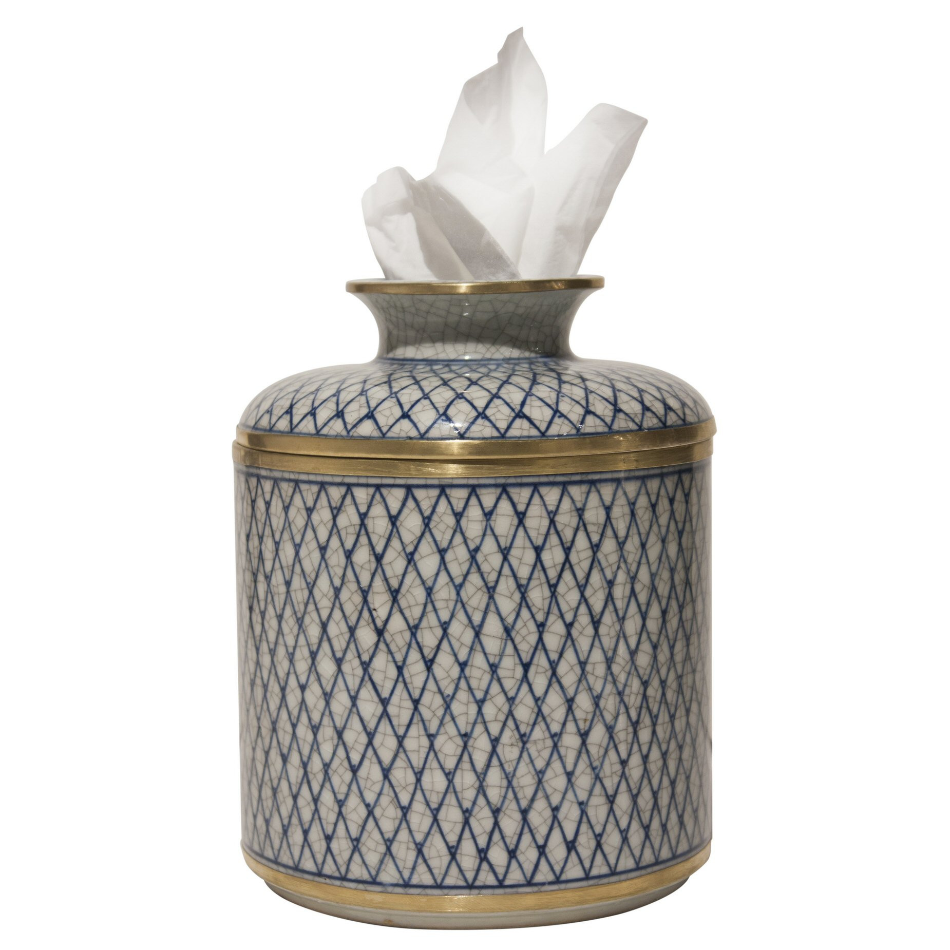 Blue and White Blossom Porcelain Tissue Box Cover - Dessau Home