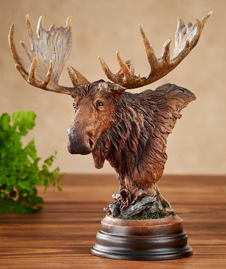 Twig Eater Moose Sculpture | Hand Painted Wildlife Statue
