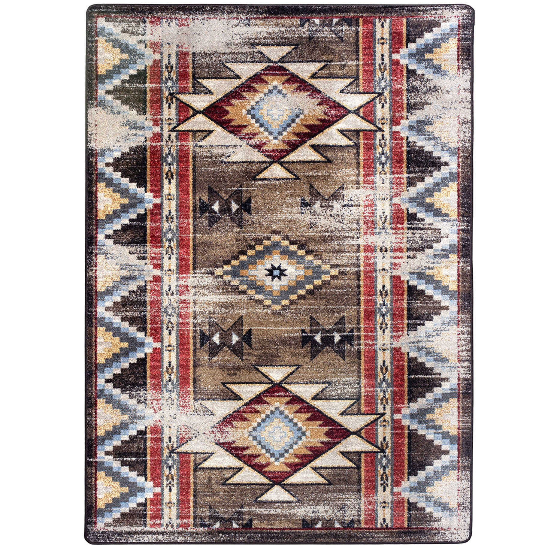 4' x 5' Bow Strings Brown Southwest Rectangle Nylon Area Rug - Floor ...