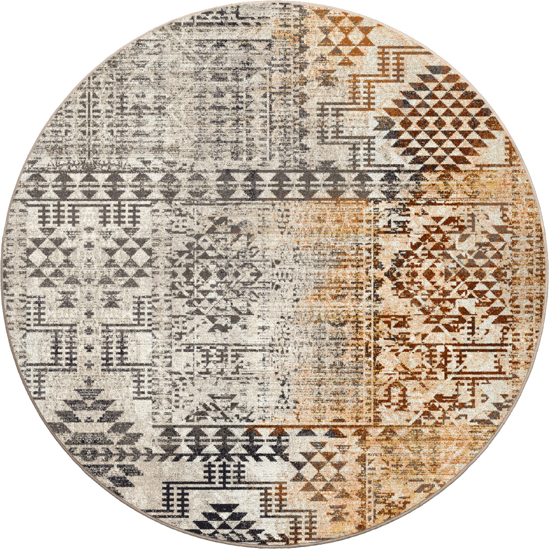 8' Heritage Multi Southwest Round Nylon Area Rug - Floor Rug - American ...